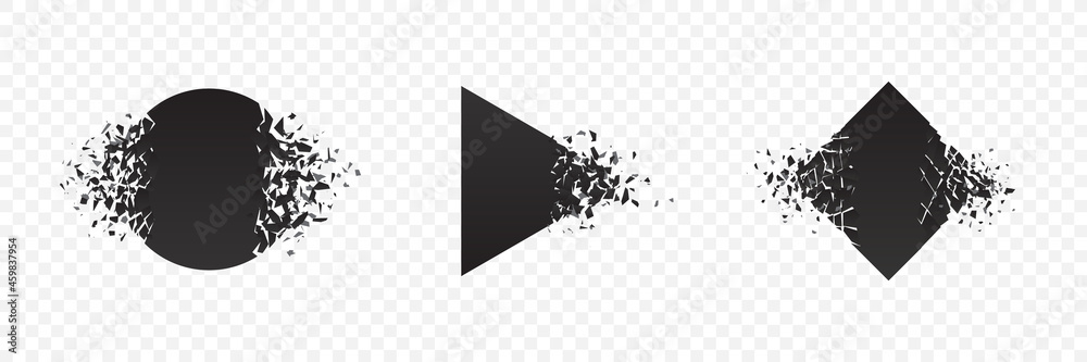 Shape explosion breaked and shattered flat style design vector ...