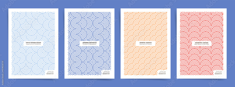 Modern simple geometric wavy lines poster design layouts. A4 asian ...