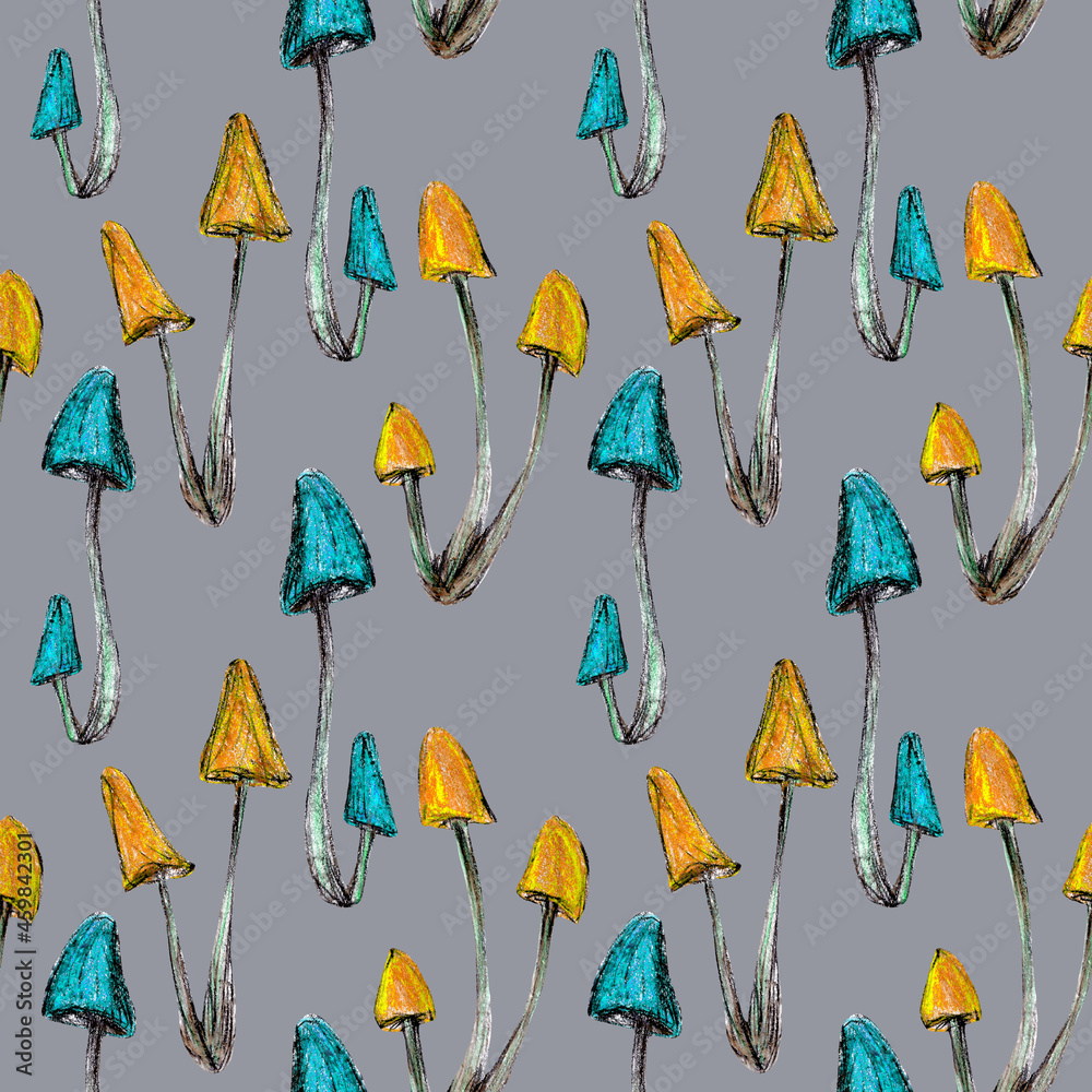 Mushroom seamless pattern. Illustration for fabric und textile design ...