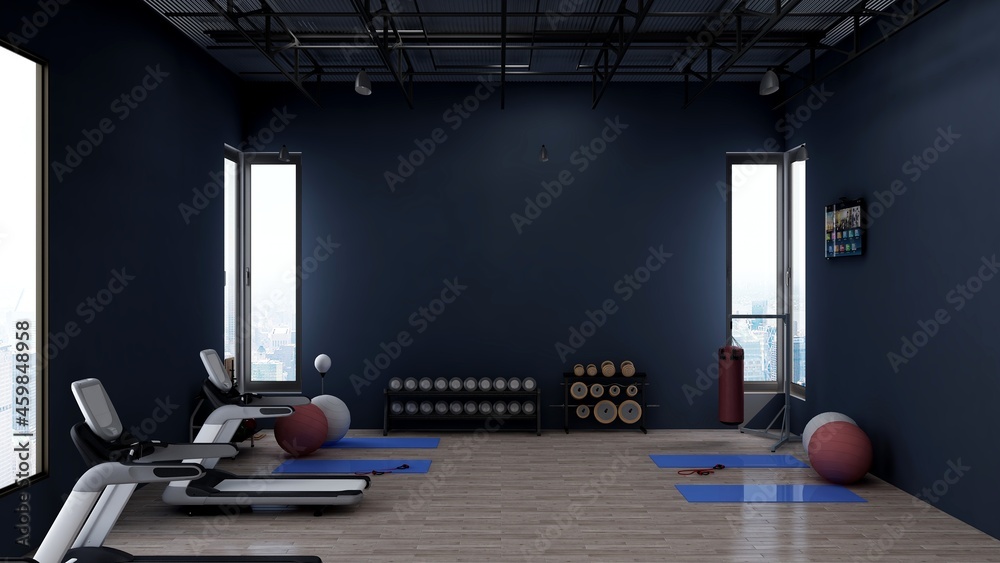 a blank wall in modern gym interior for gym wall logo mockup Stock ...