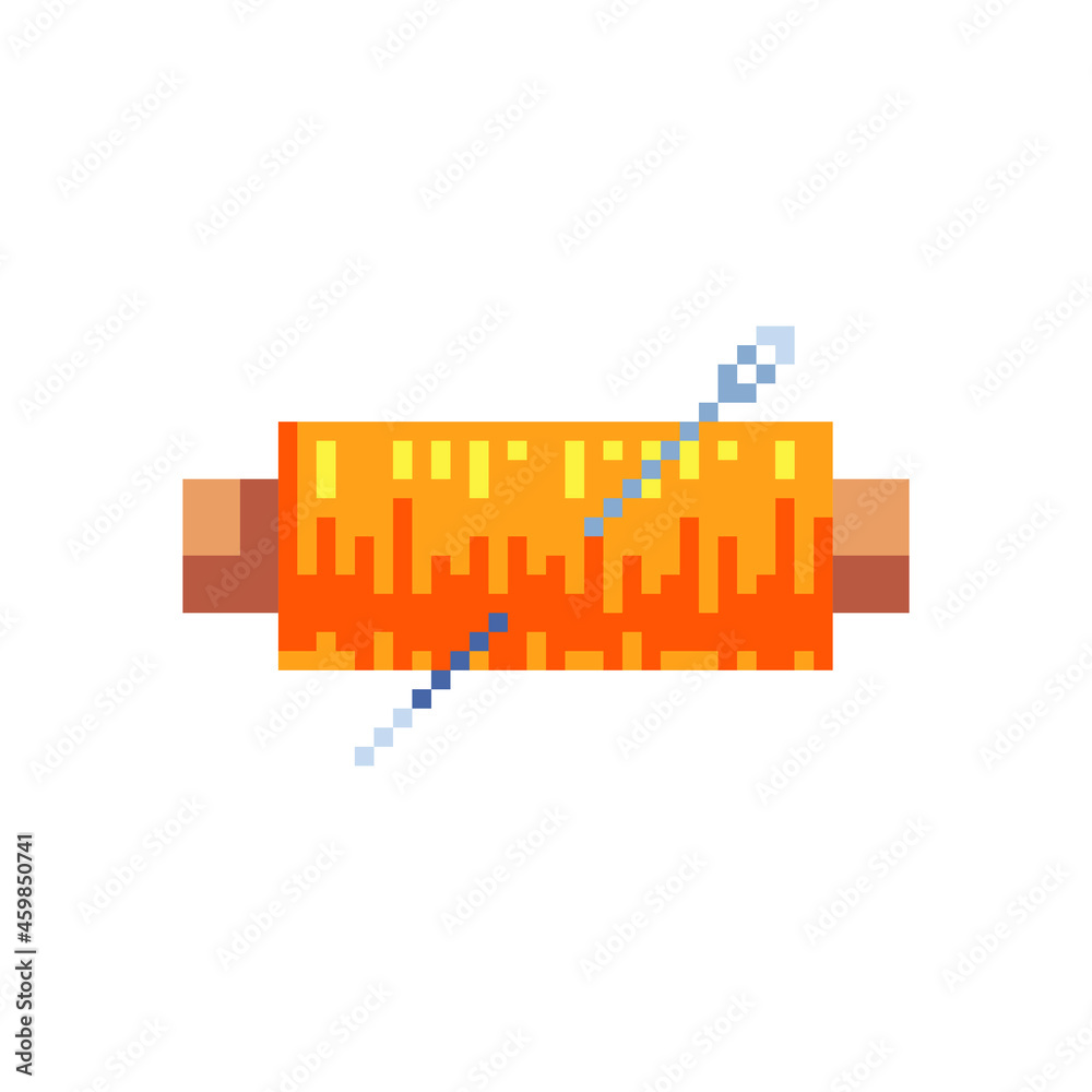 Thread spool and needle. Pixel art abstract icon. Tailor shop and ...