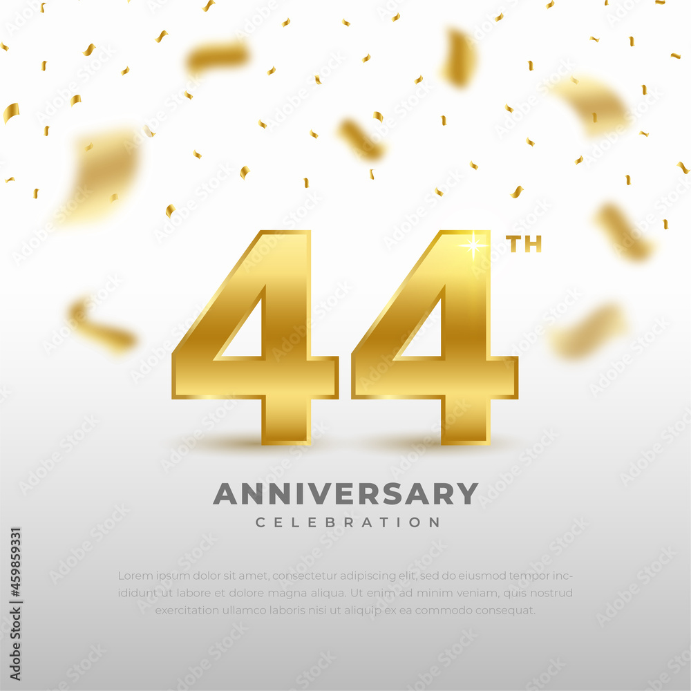 44th anniversary celebration with gold glitter color and white ...