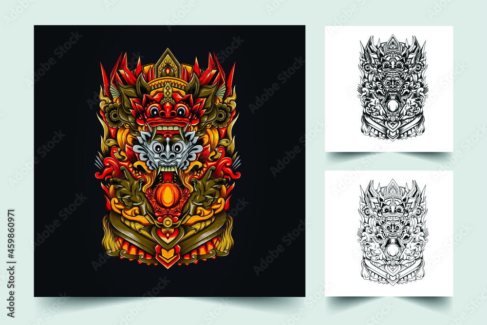Barong and Rangda - Indonesian culture Stock Vector | Adobe Stock