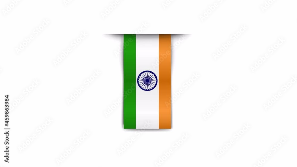 Realistic flag of India. Vertical banner. Animation of the flag of ...