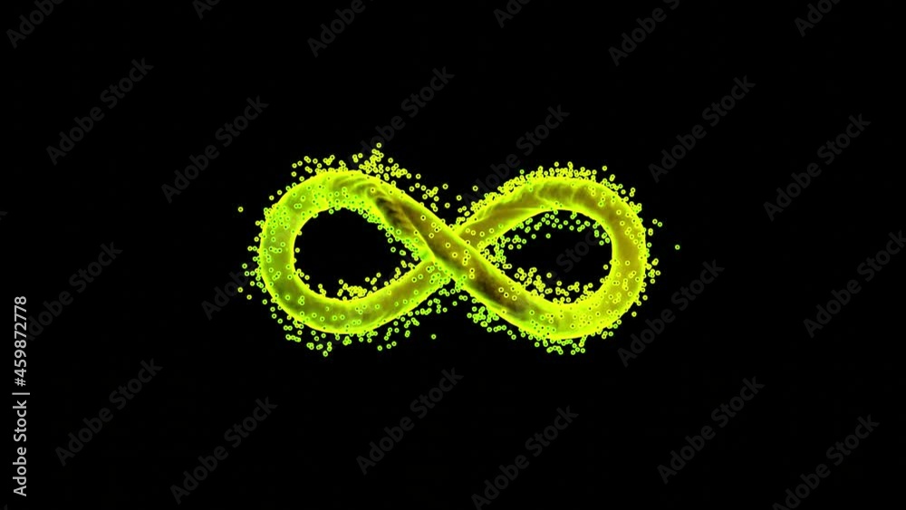 Infinity sign with the endless flowing energy isolated on a black ...
