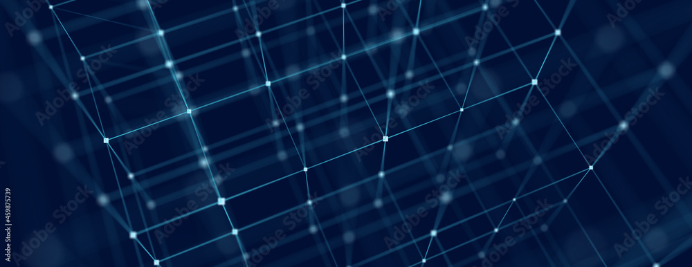 Abstract background with cube. 3d rendering. Technology shape with lines and dots. Futuristic ...