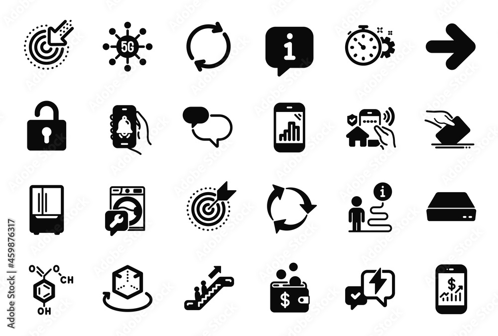 Vector Set of Technology icons related to Bell alert, Chat message and ...