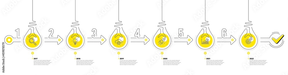 Lightbulb journey path infographics. Business Infographic timeline with ...