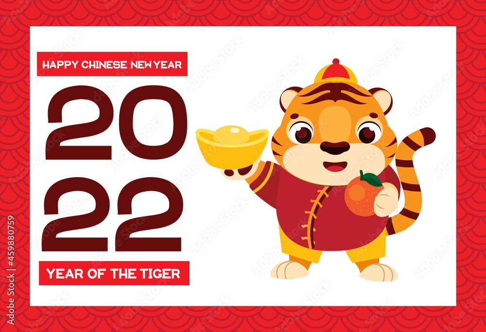 Happy chinese New Year 2022, year of the Tiger. Celebration banner with ...