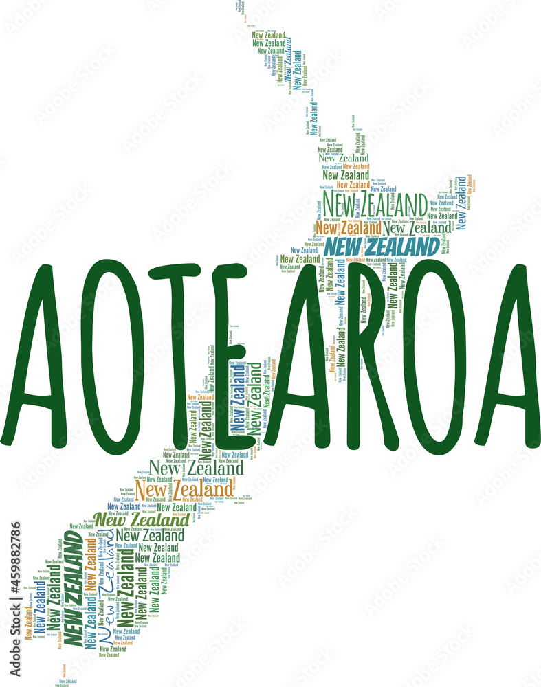 New Zealand - Aotearoa vector illustration word cloud isolated on white ...