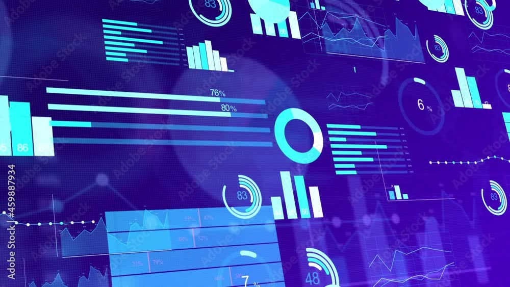 4K 3D Futuristic Big data infographic background Animation charts ...