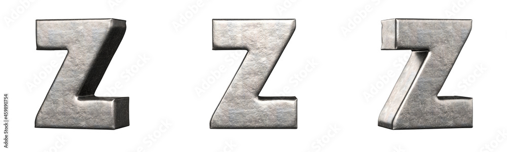 Letter Z from a scratched iron letters collection. Isolated. 3D ...
