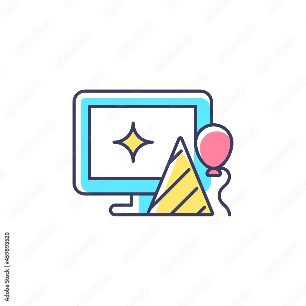 Office party RGB color icon. Workplace celebration. Developing social ...