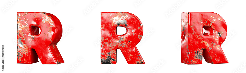 Letter R from Red scratched metallic letters alphabet collection set ...