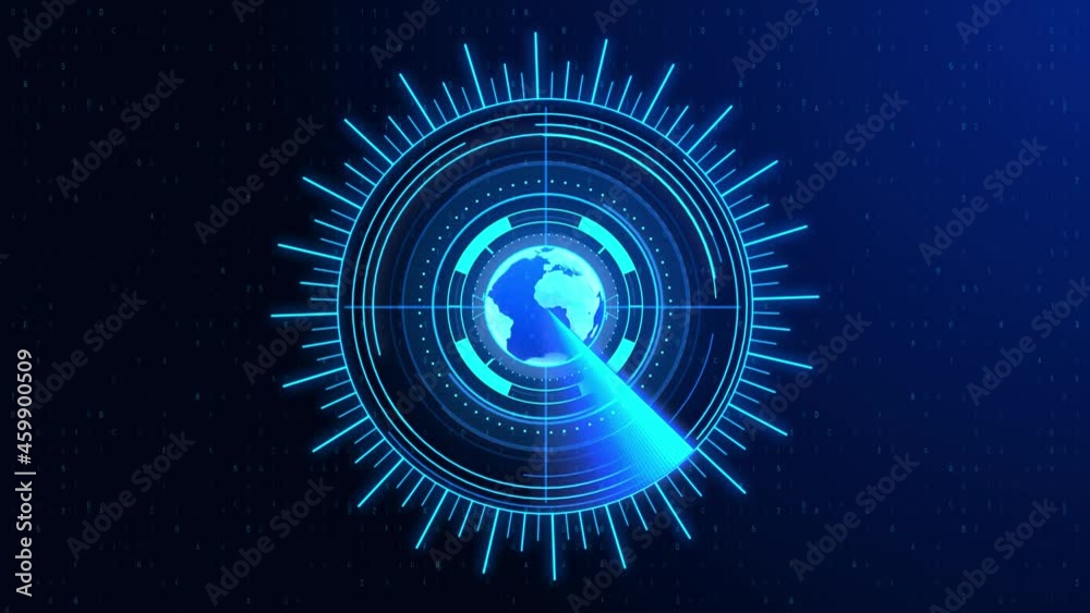 Vidéo Stock 4K Futuristic radar screen, searching target Loop Animation ...