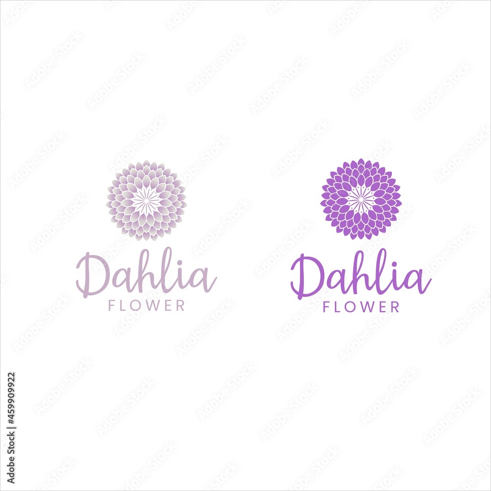 purple dahlia flower logo vector image with pink color concept ...