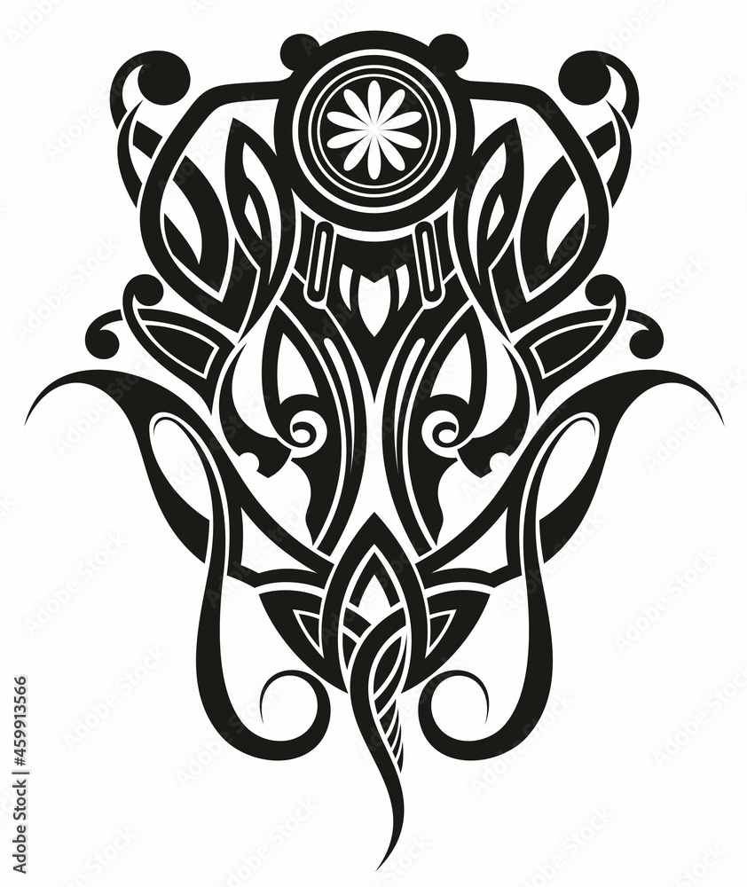 Vector symbol, ornament, tattoo. beautiful vector illustration. Body ...