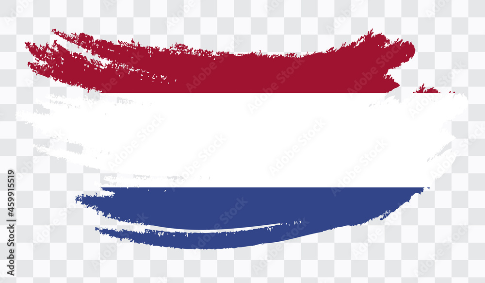 Grunge brush stroke with NETHERLANDS national flag. Watercolor painting ...