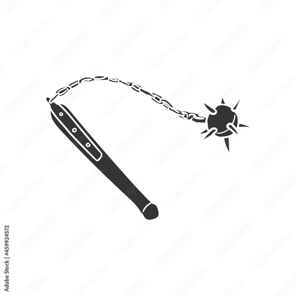 Flail Weapon Icon Silhouette Illustration. Medieval Vector Graphic ...