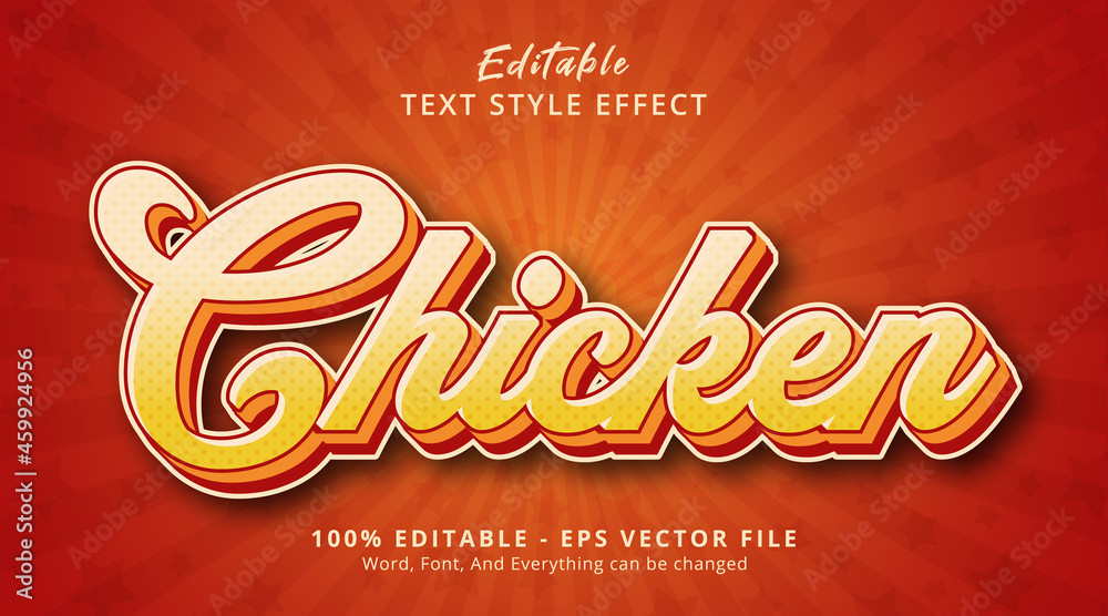 Editable text effect, Chicken text on red layered style template Stock ...