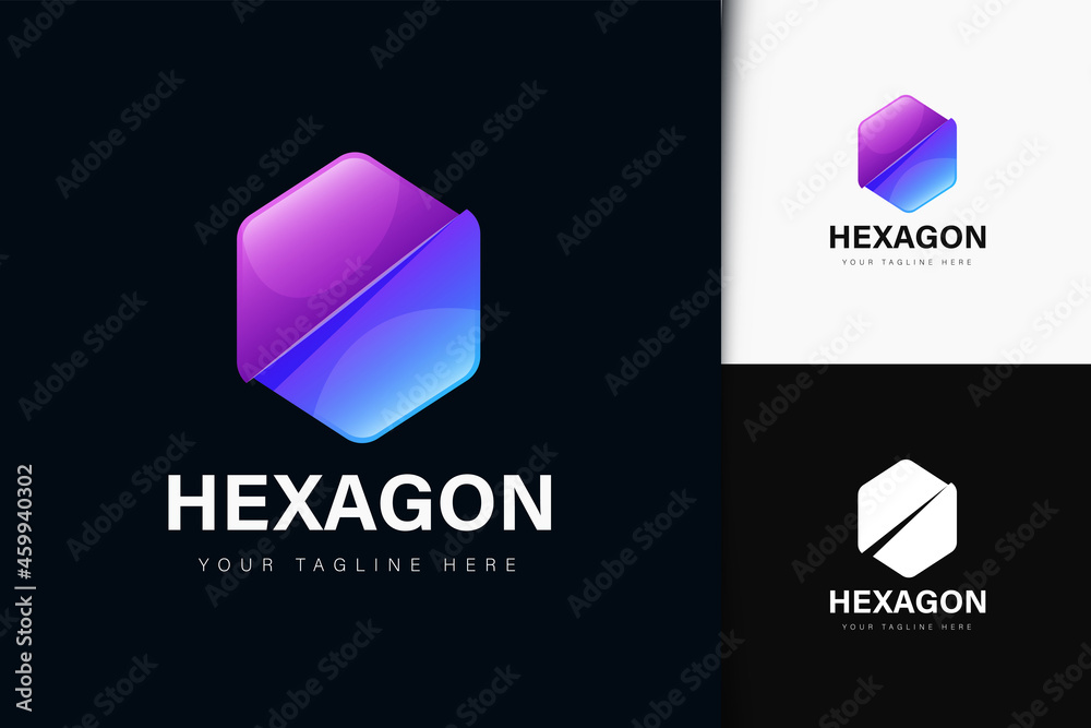 Hexagon slice logo design with gradient Stock Vector | Adobe Stock