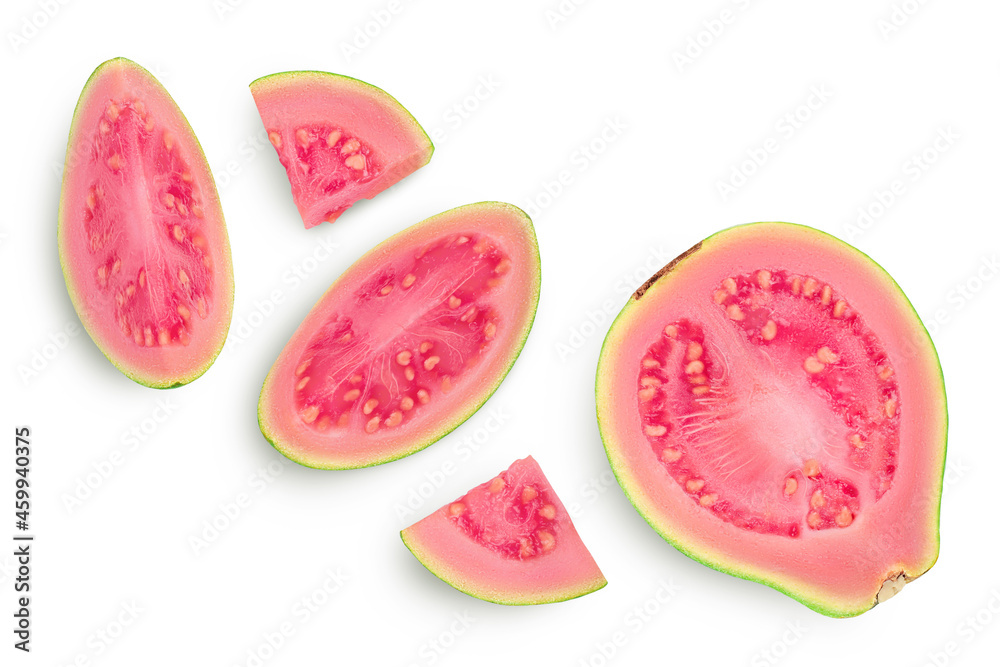Guava fruit slices isolated on white background with clipping path and ...
