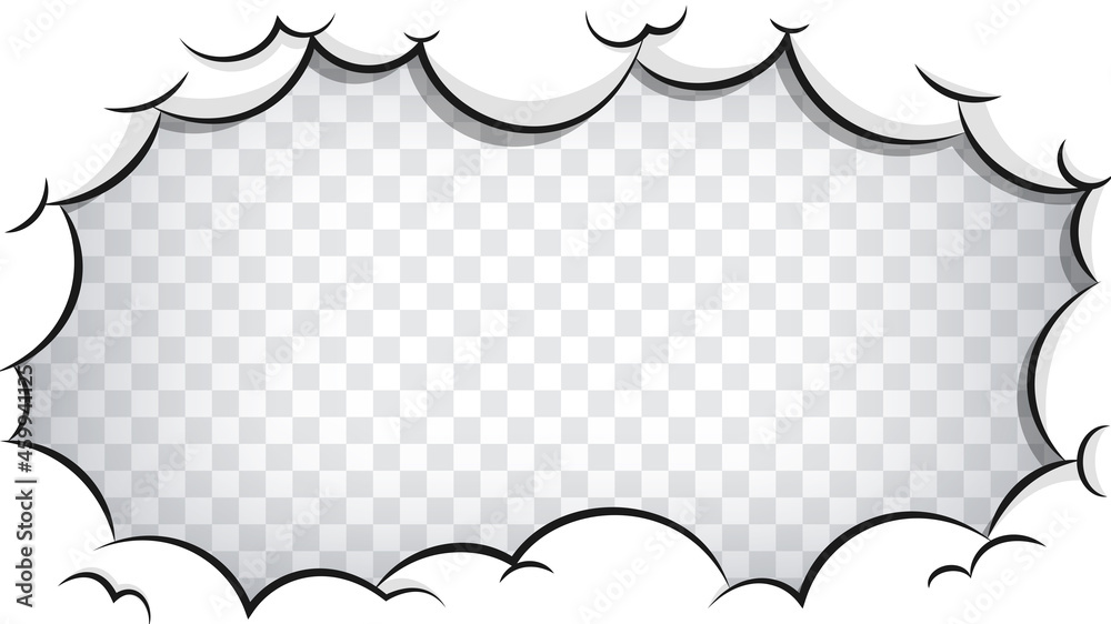 Comic frame background. Cartoon puff cloud frame on transparent ...