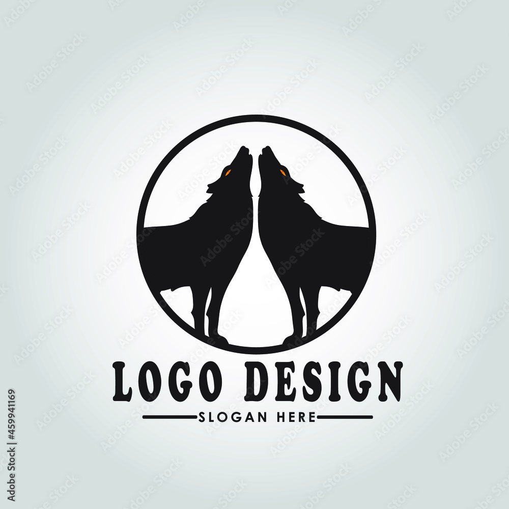 face Wolf Vintage Logo Stock Vector, wolf head logo fox design Stock ...