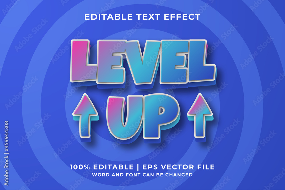 Editable text effect - Level Up Cartoon template style premium vector ...