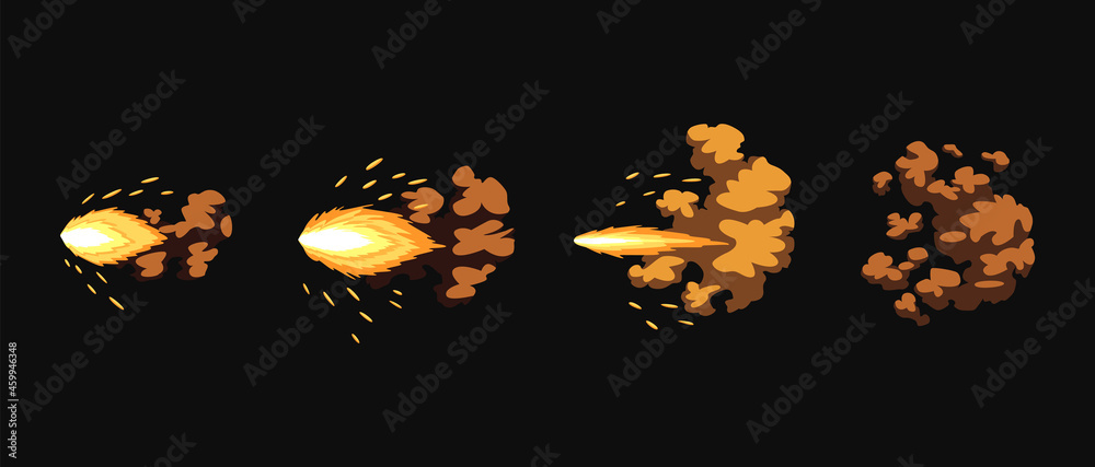 Gun flashes or gunshot animation. Fire explosion effect during the shot ...
