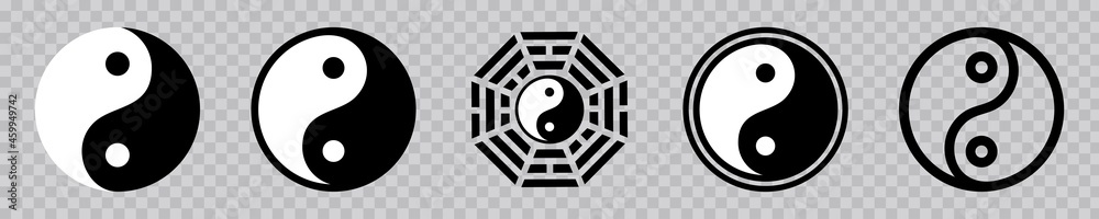 Yin Yang icon set, Yin and Yang symbol isolated on transparent ...