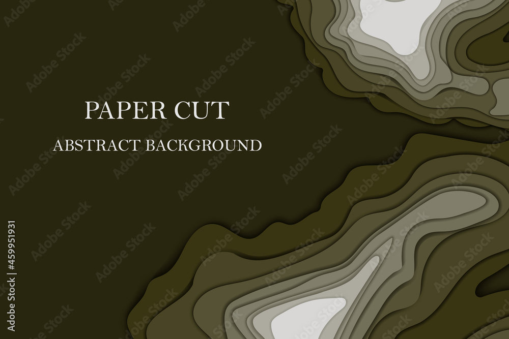 Paper cut river and fish.Top view of the water stream and shore .Nature ...