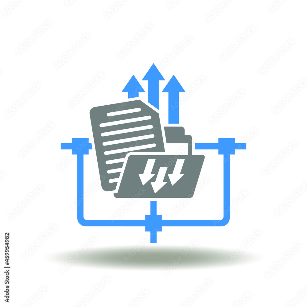 Vector illustration of file and directory with arrows and network ...