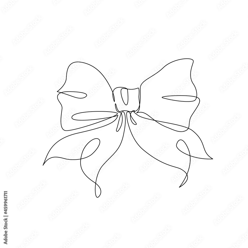 Elegant ribbon bow in continuous line drawing style. Stock Vector ...