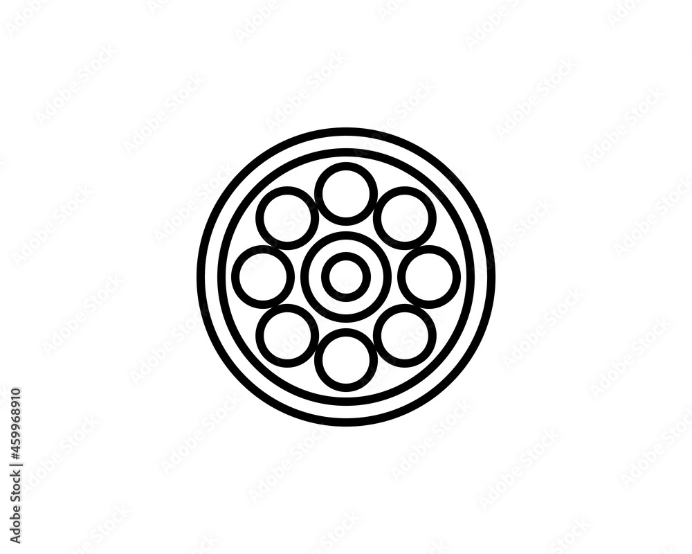 Ball bearing vector icon. Mechanical part with round steel metal, cage ...