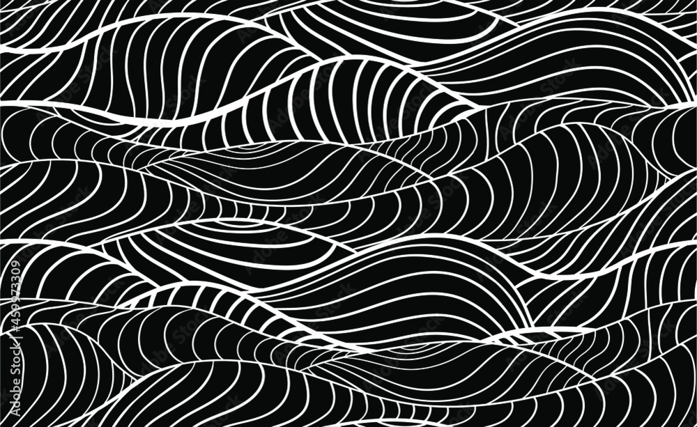 Hand drawn wavy lines. Abstract vector composition with optical ...
