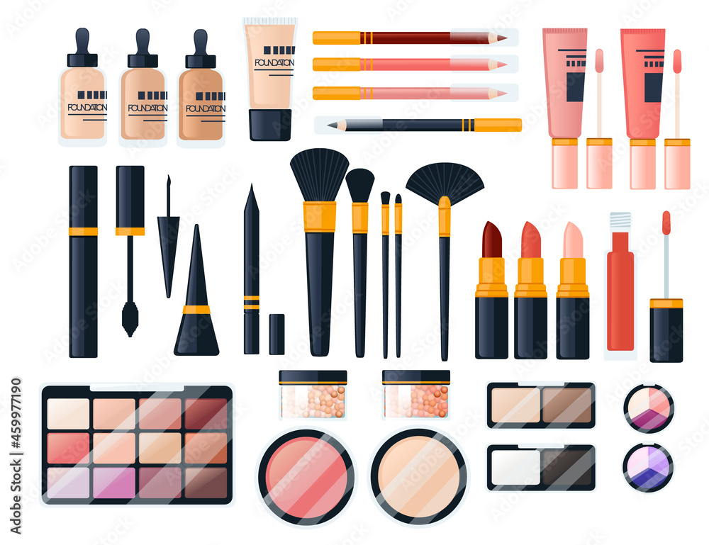 Set of cosmetic items vector illustration on white background Stock ...
