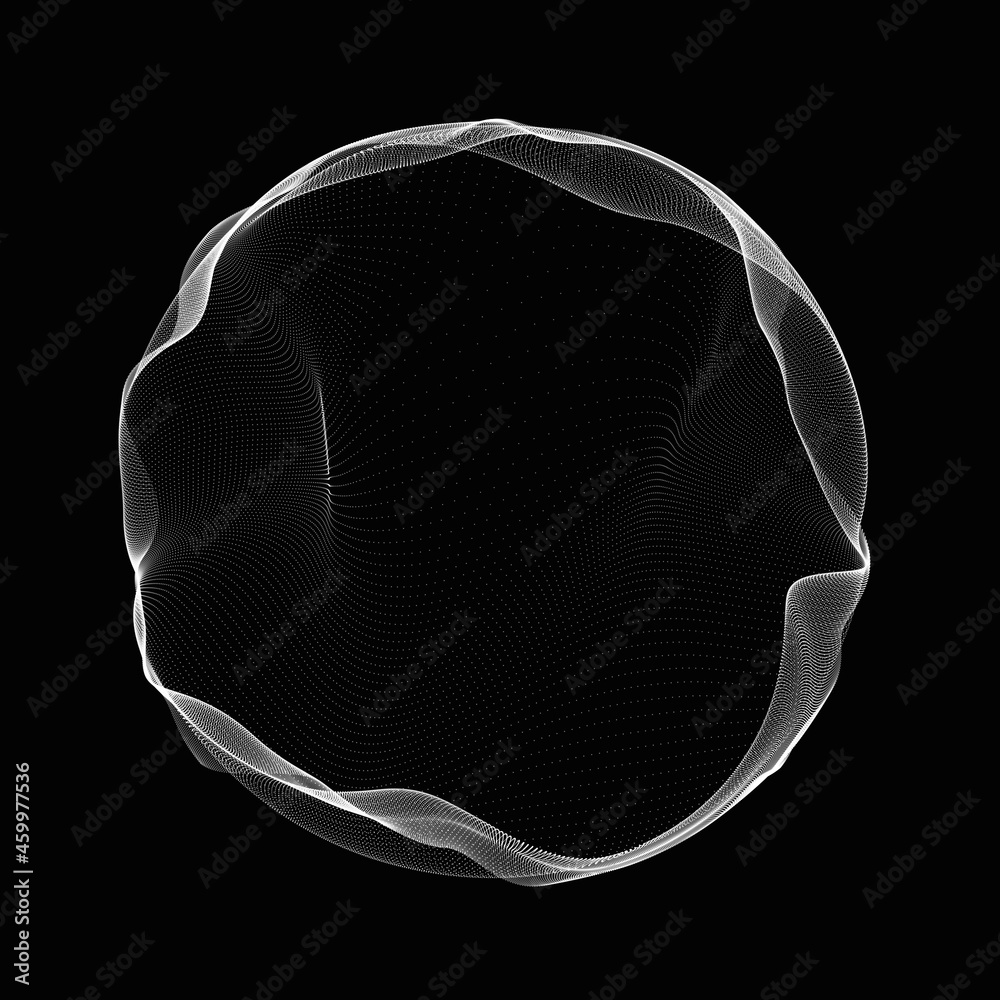 Spherical equalizer for music. Round sound wave of particles. Musical ...