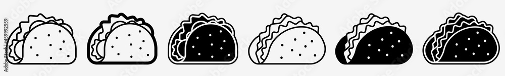 Taco Icon Mexican Taco Set | Tacos Icon Mexican Food Vector ...