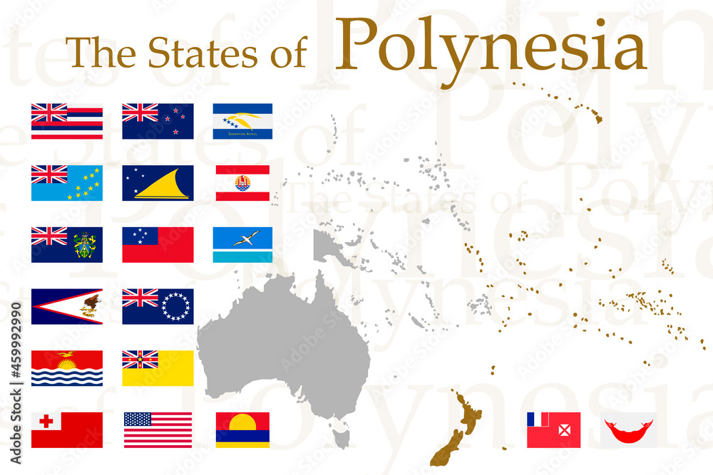 A set of Polynesian flags on a white background. Vector image of the ...