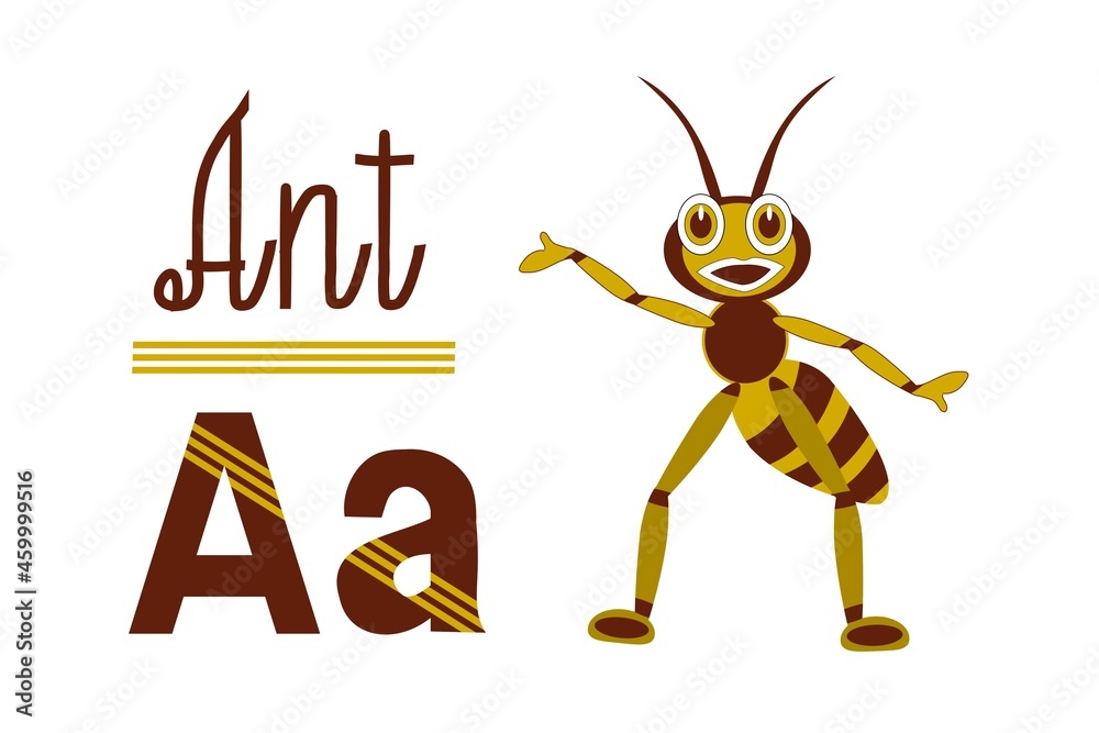 Letter Aa, ant, letters of the English alphabet with a picture, the ...