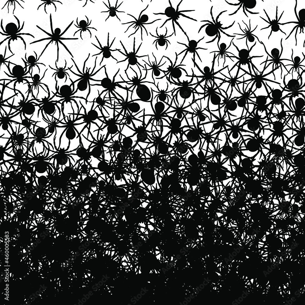 Black spiders background. Vector illustration. Stock Vector | Adobe Stock