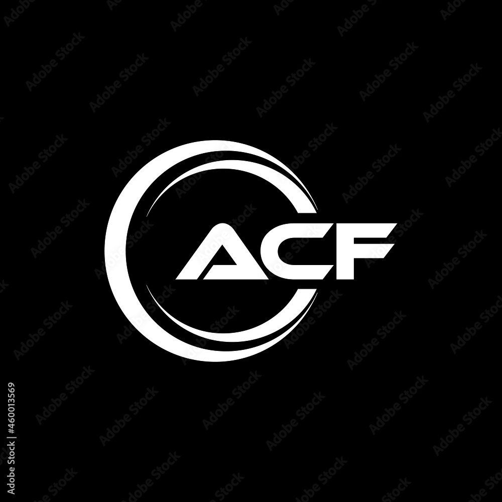 ACF letter logo design with black background in illustrator, vector ...