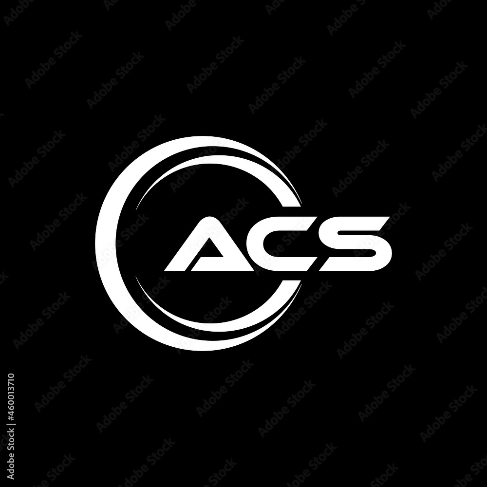Vecteur Stock ACS letter logo design with black background in ...