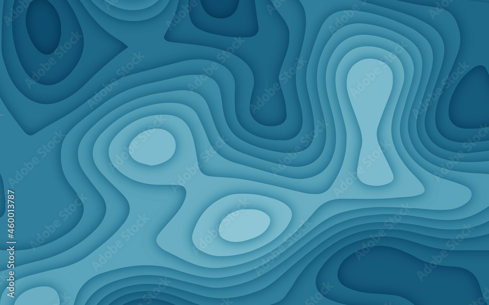 light blue paper cut background. Abstract realistic papercut decoration ...