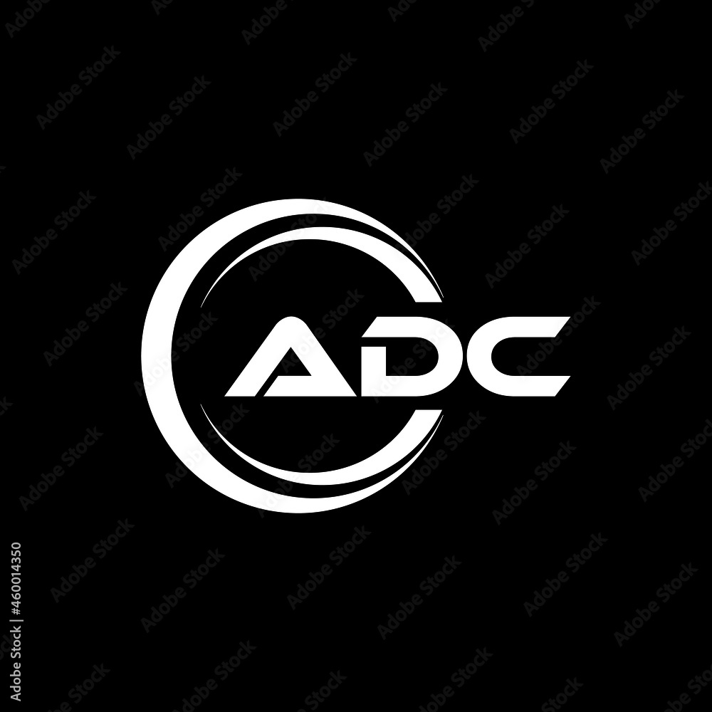 ADC letter logo design with black background in illustrator, vector ...