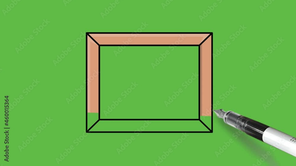 Sketch square frame design with pink border and black outline on ...