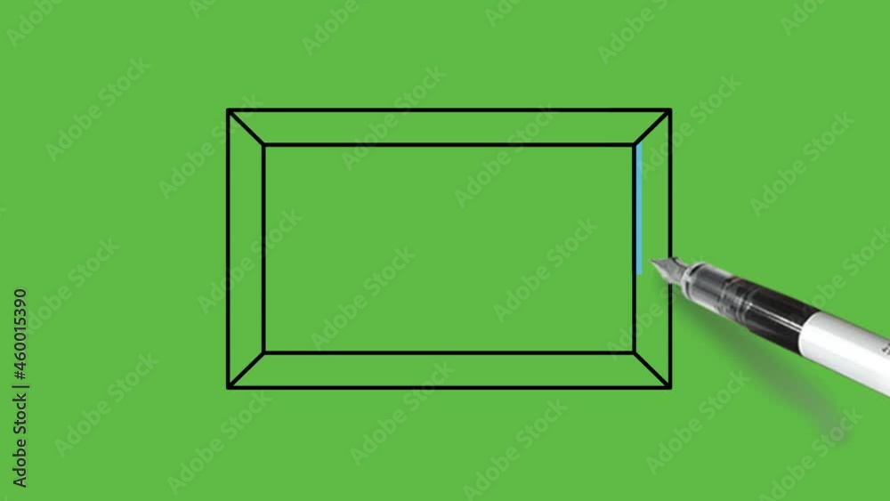 Drawing rectangle frame design with blue border and black outline on ...