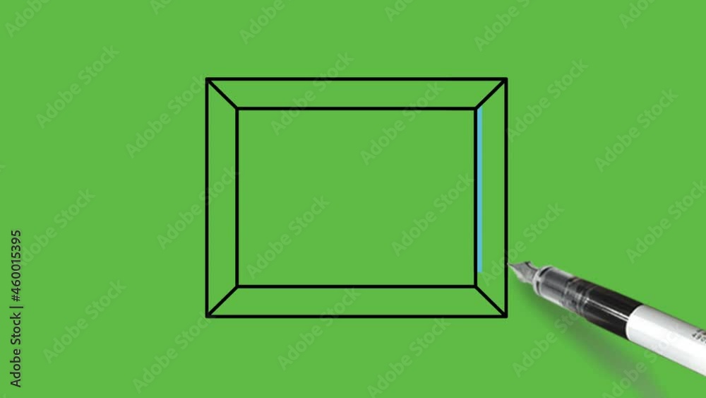 Sketch small rectangle frame design with blue border and black outline ...