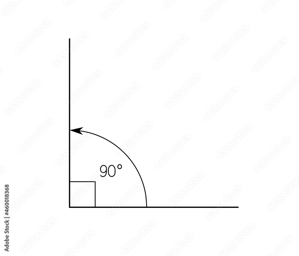 graphic symbol of a right angle 90 degrees, black and white ...